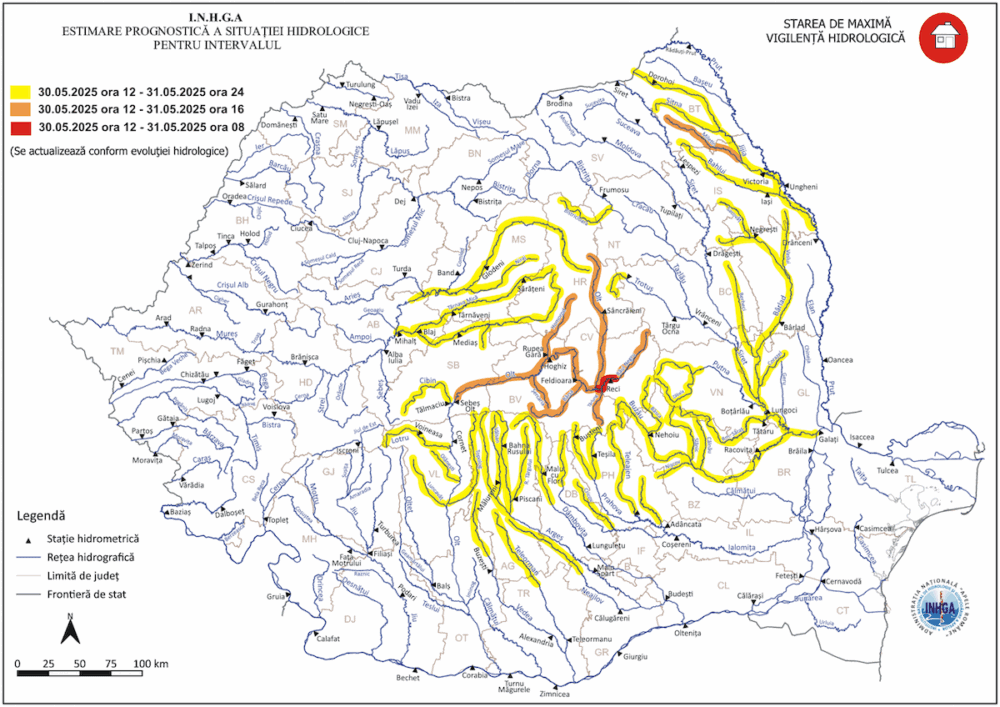 Județul Ilfov este încă sub cod galben de inundații din cauza râurilor ...
