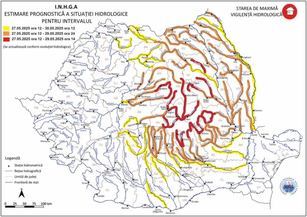 Codurile portocaliu și galben, activate pentru pericol de inundații în ...