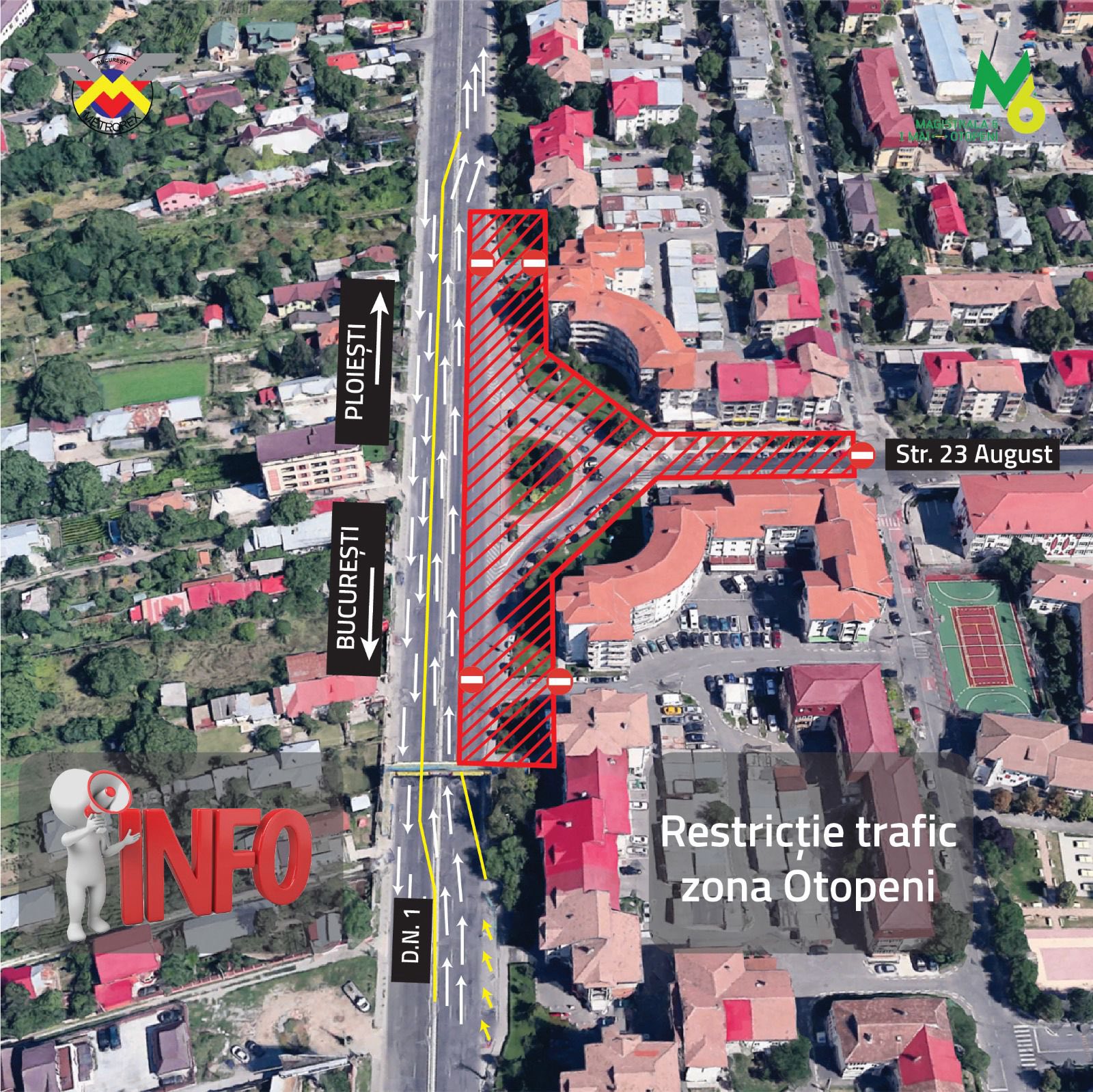 Se reconfigurează traficul pe DN1, în Otopeni, pentru Magistrala 6. Parte din fluxul rutier ...