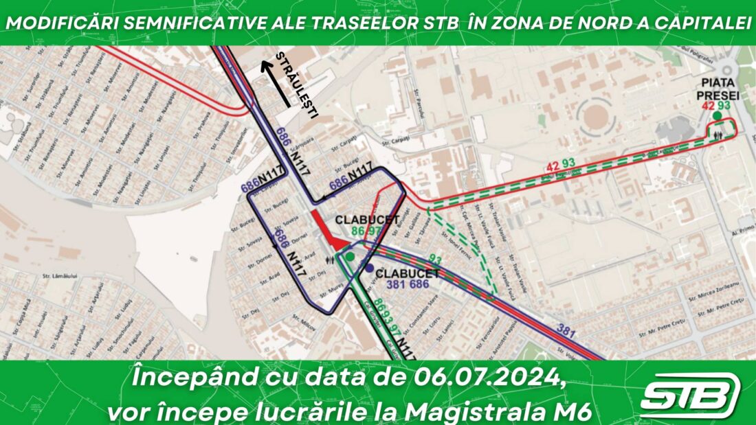 M6 Otopeni | Trei linii STB suspendate, cinci deviate și alte patru nou ...