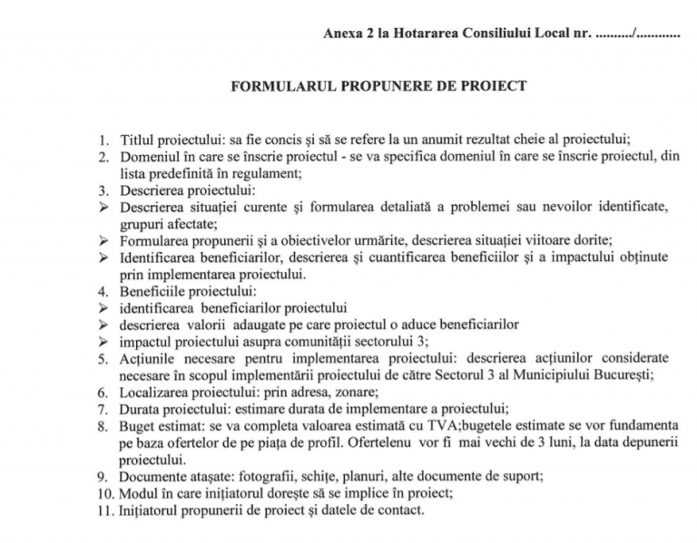 Proiect în Consiliul Local Sector 3 | Cetățenii pot propune investiții, în limita a 4 milioane ...