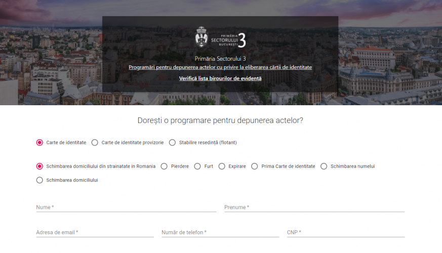 Sectorul 3 | Programare online pentru eliberarea cărților de identitate ...